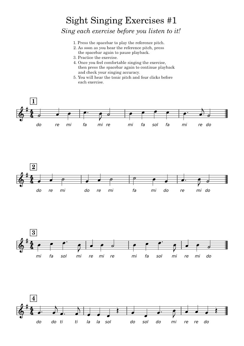 Sight Singing Exercises #1 Sheet music for Vocals (Solo) | Musescore.com