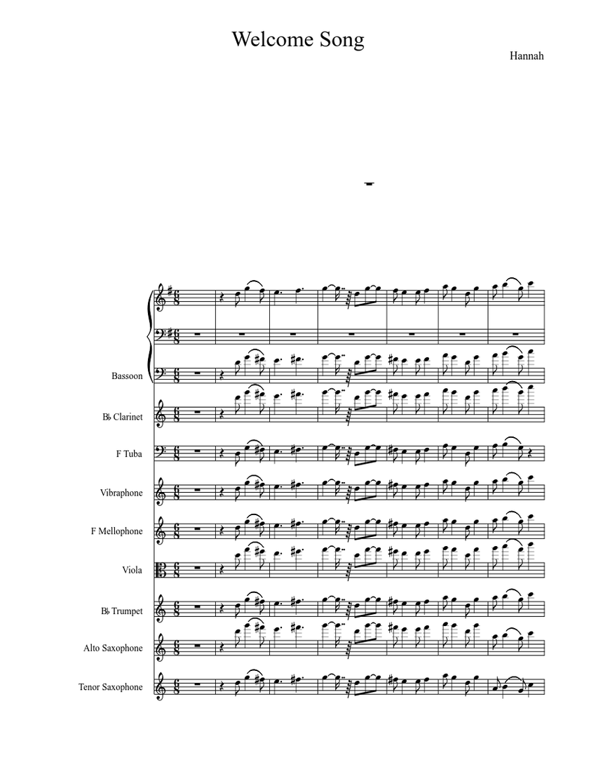Welcome Song2(High) Sheet music for Viola, Bassoon, Trumpet, Clarinet ...