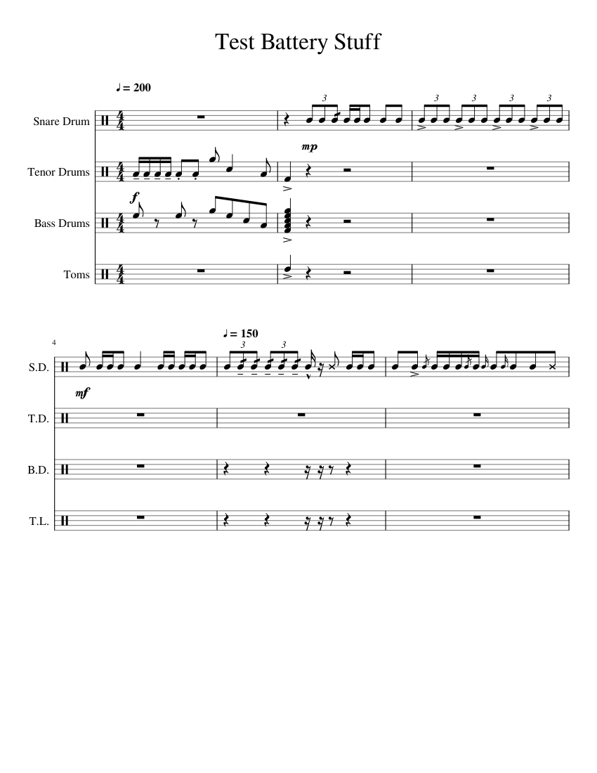 Random Hacking Sheet music for Snare drum, Drum group, Tenor drum, Bass ...