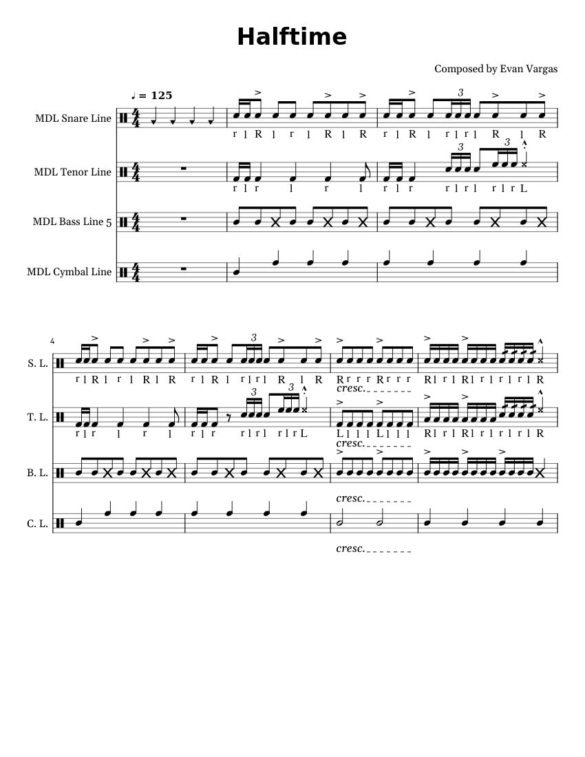 TC Halftime Show Sheet music for Snare drum, Crash, Tenor drum, Bass ...