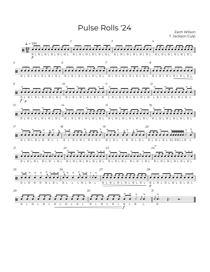 Pulse Rolls '24 Sheet music for Trumpet other (Indoor Percussion ...