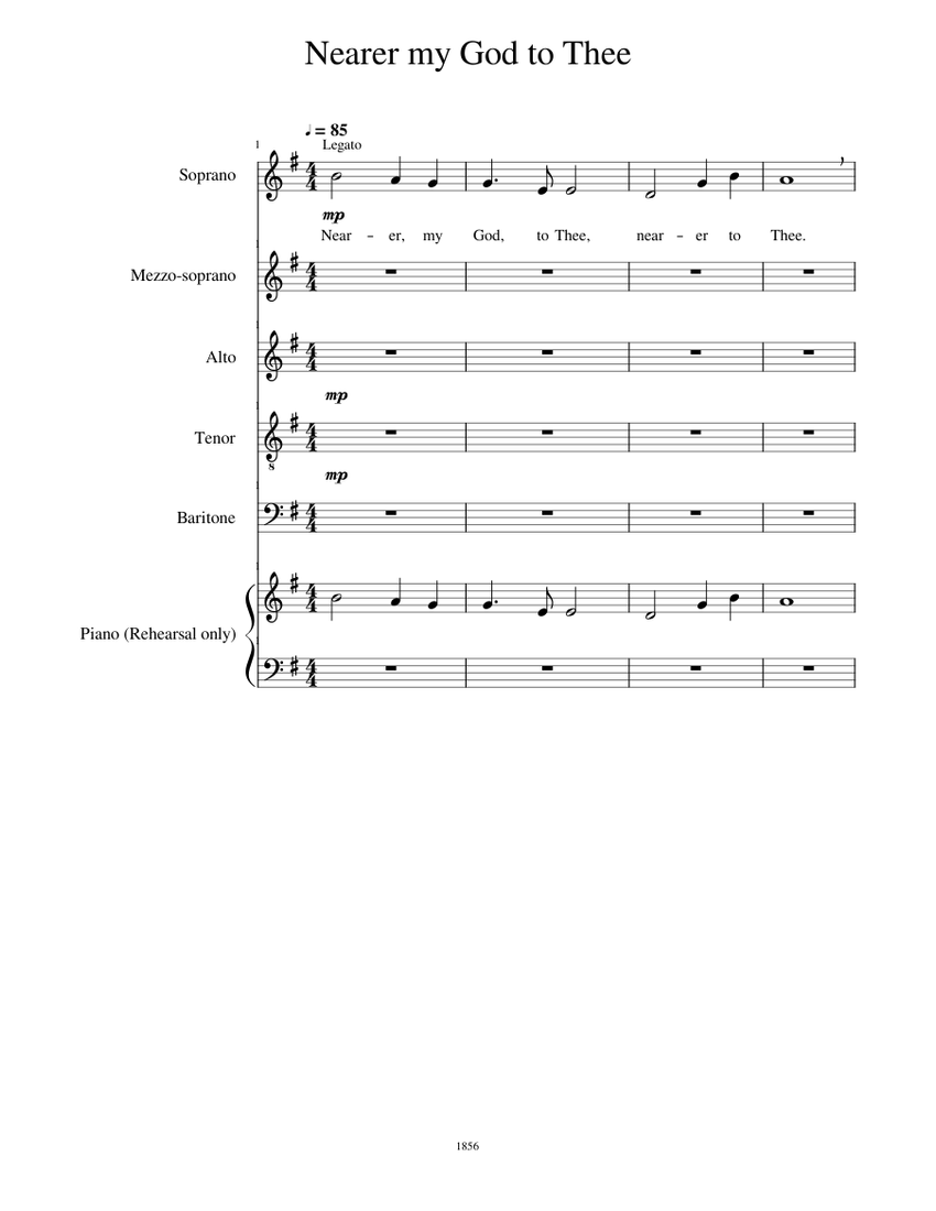 Nearer, My God, to Thee Sheet music for Piano, Soprano, Alto, Tenor ...