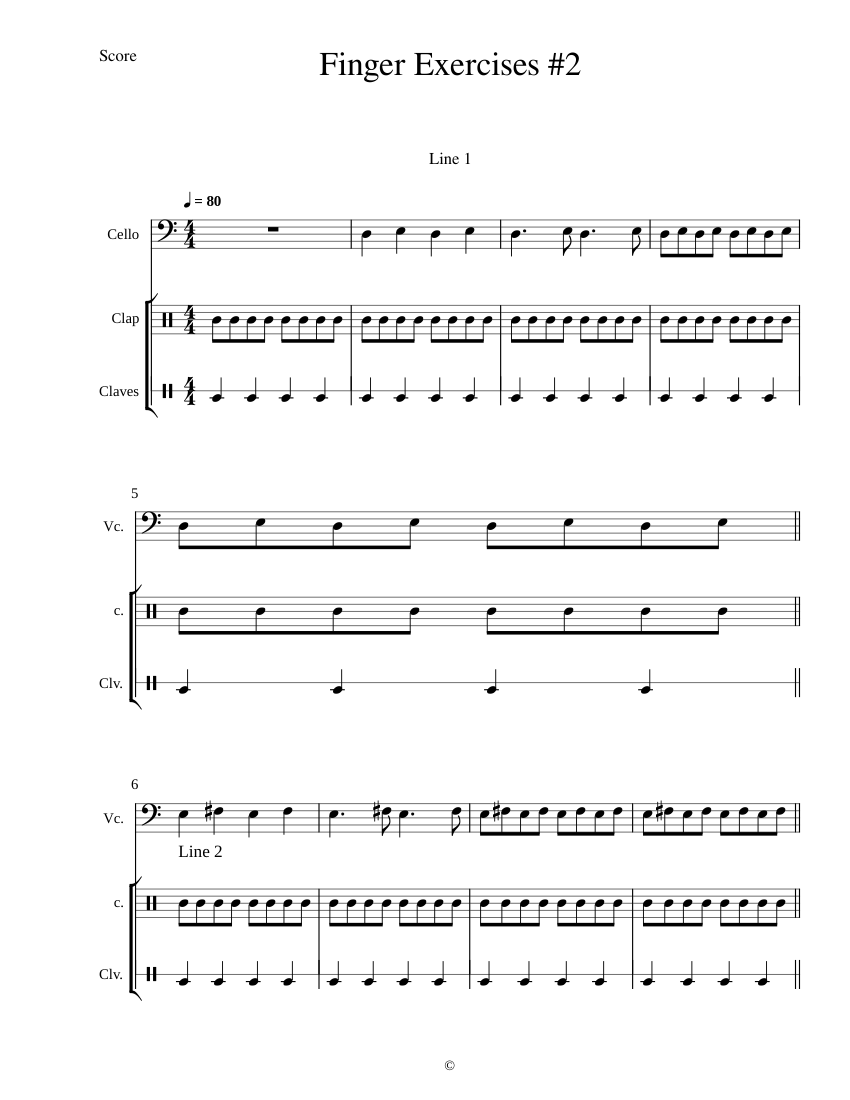 Finger Exercises #2 Sheet music for Cello, Claves, Hand clap (Mixed ...