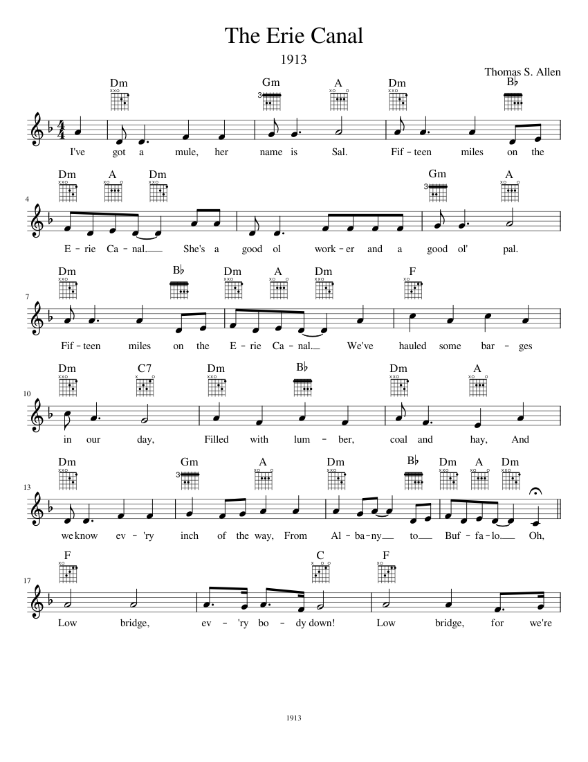 The Erie Canal Sheet music for Piano (Solo) Easy | Musescore.com