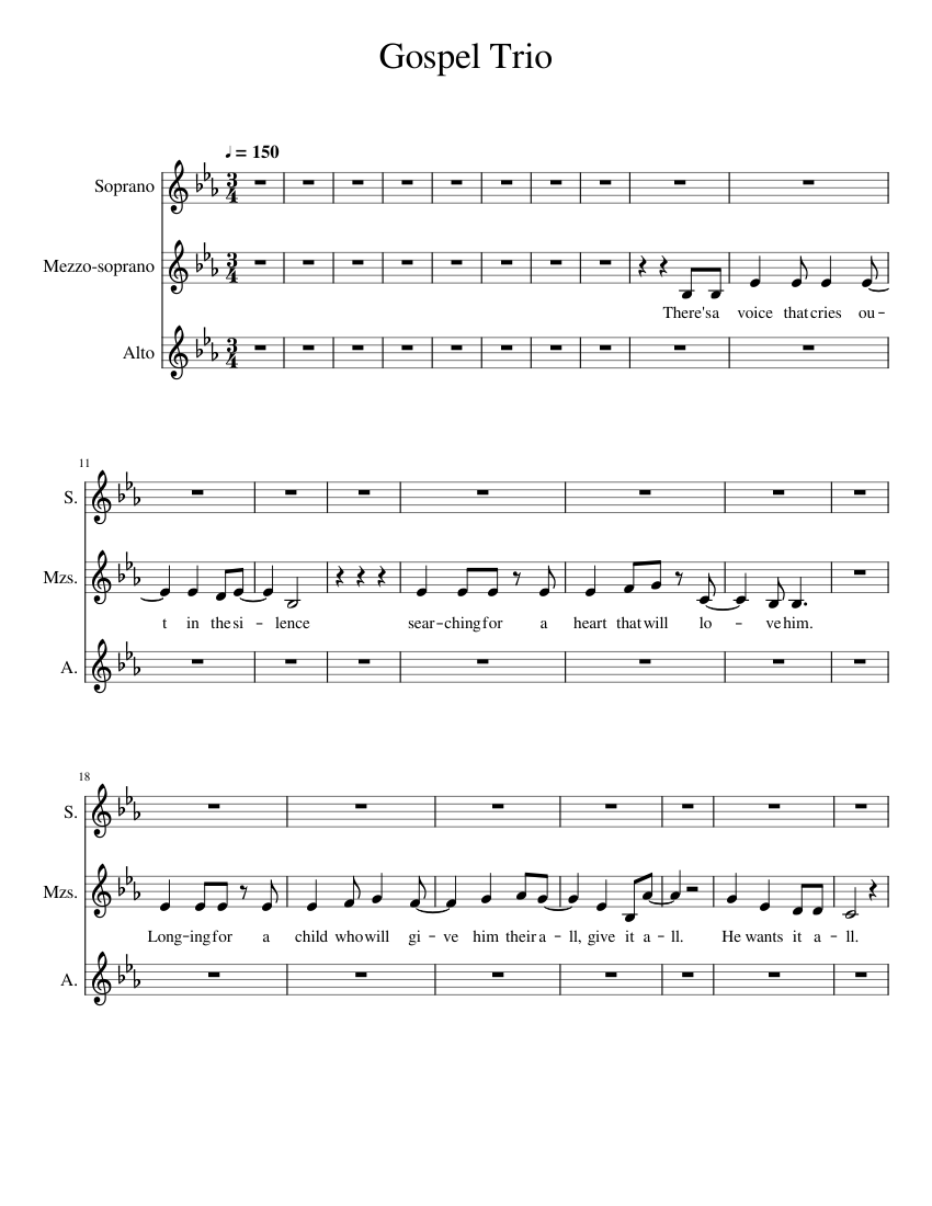 Gospel Trio Sheet music for Soprano, Alto, Mezzo soprano (Choral ...