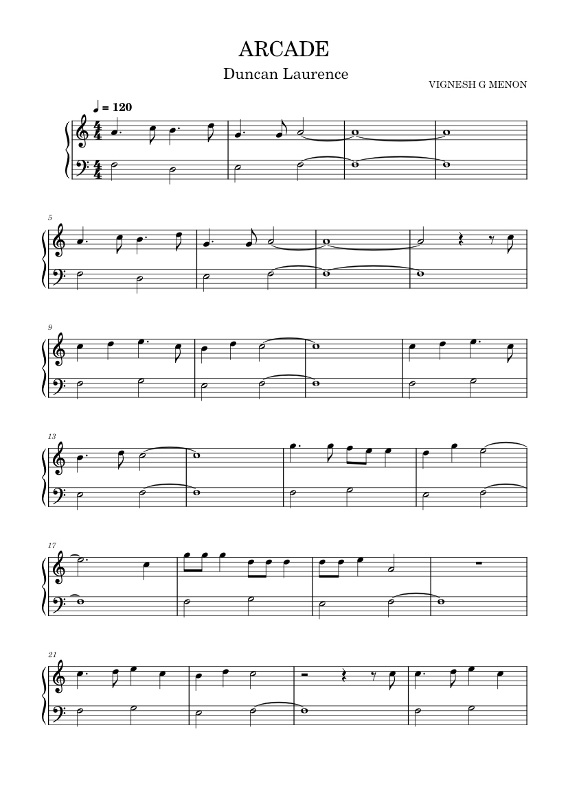 ARCADE Sheet music for Piano (Solo) Easy | Musescore.com