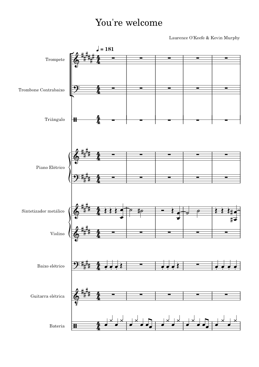 You're Welcome – Laurence O'Keefe & Kevin Murphy Sheet Music for Piano ...