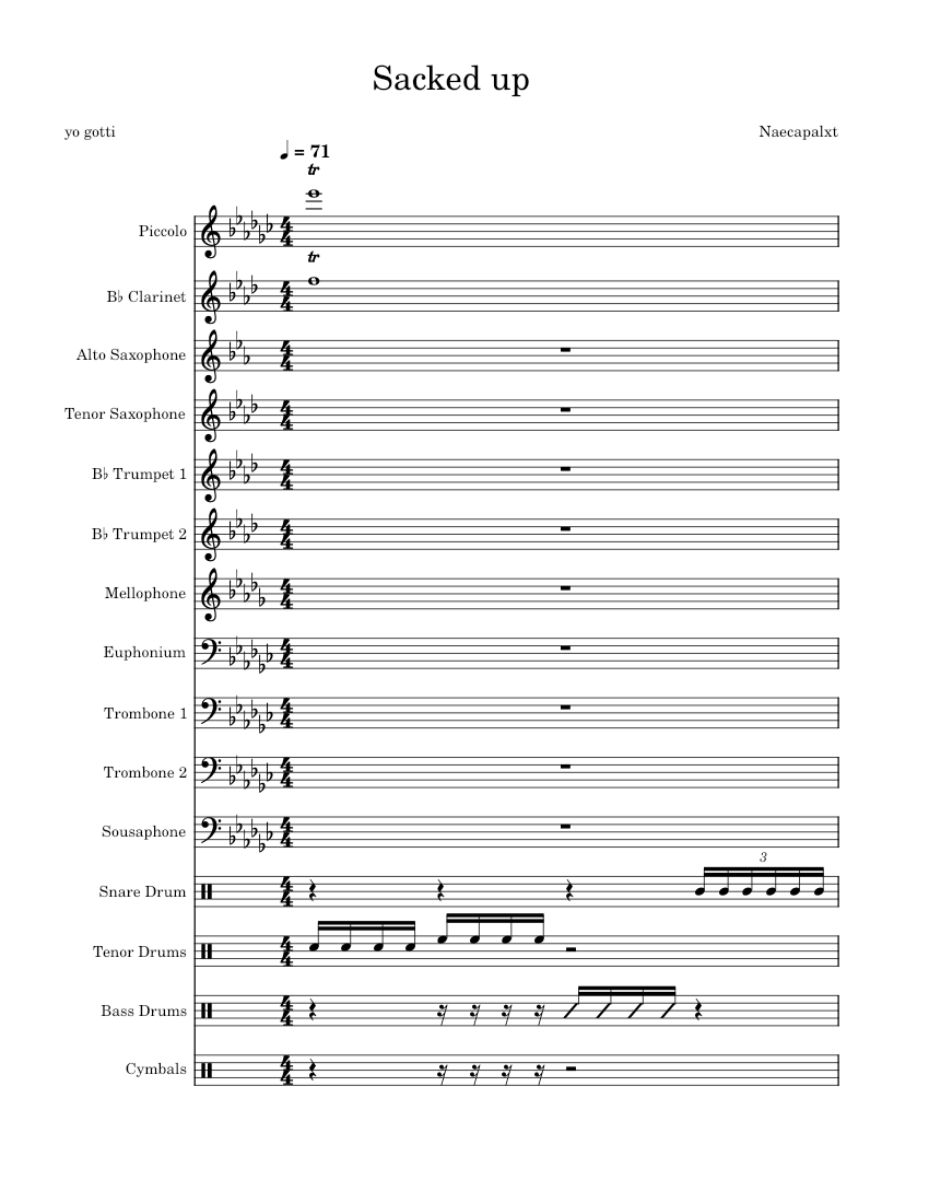 Sacked up Sheet music for Trombone, Euphonium, Mellophone, Flute piccolo & more instruments ...
