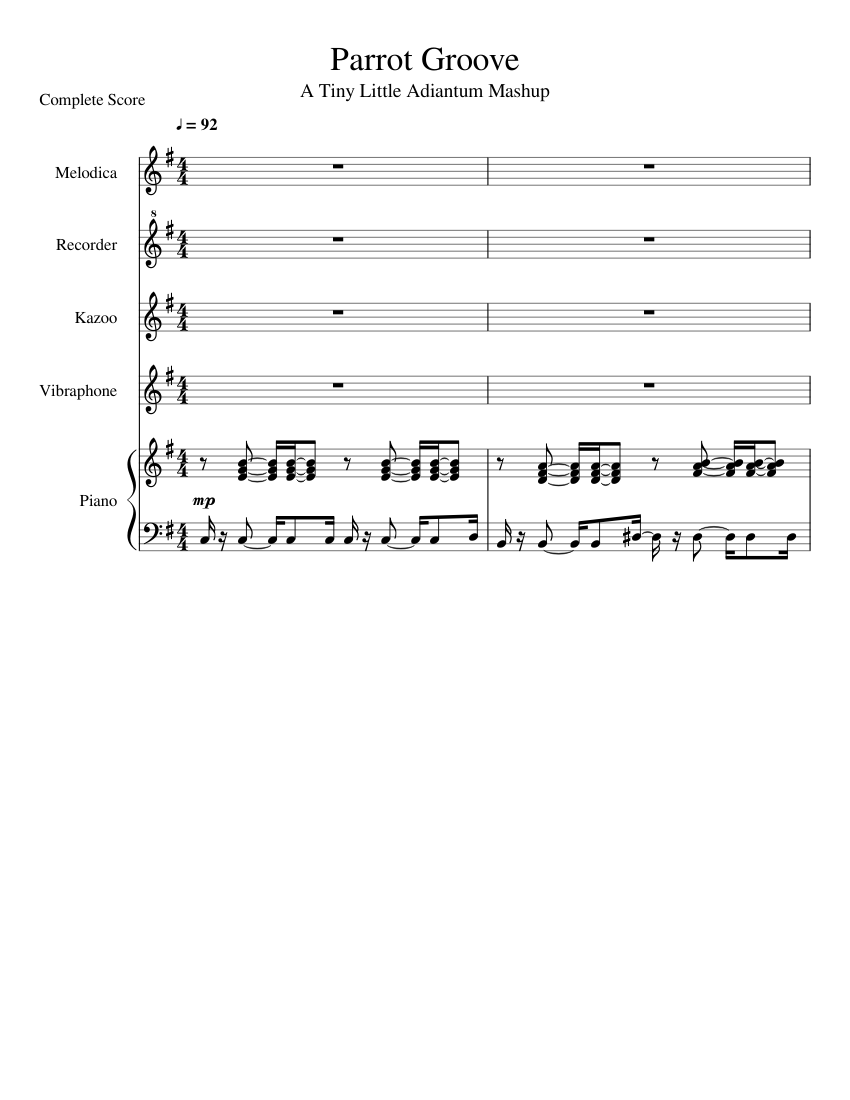 Parrot Groove (Tiny Little Adiantum shitpost) Sheet music for Piano ...