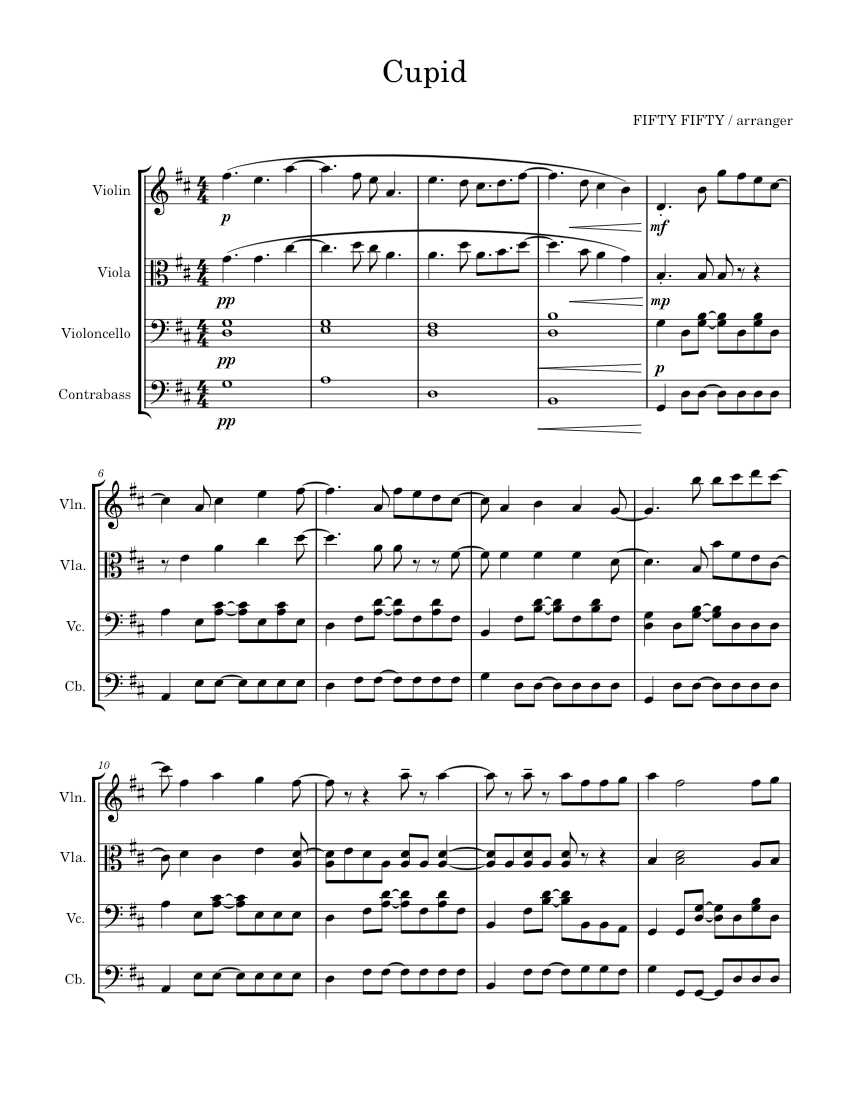 Cupid – FIFTY FIFTY cupid Sheet Music for Violin, Viola, Cello ...