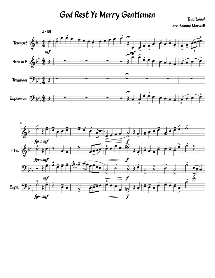 God Rest Ye Merry Gentlemen Sheet music for Trombone, Euphonium ...