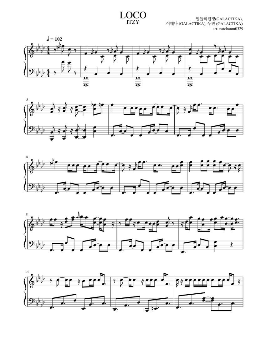 LOCO - ITZY Sheet music for Piano (Solo) | Musescore.com