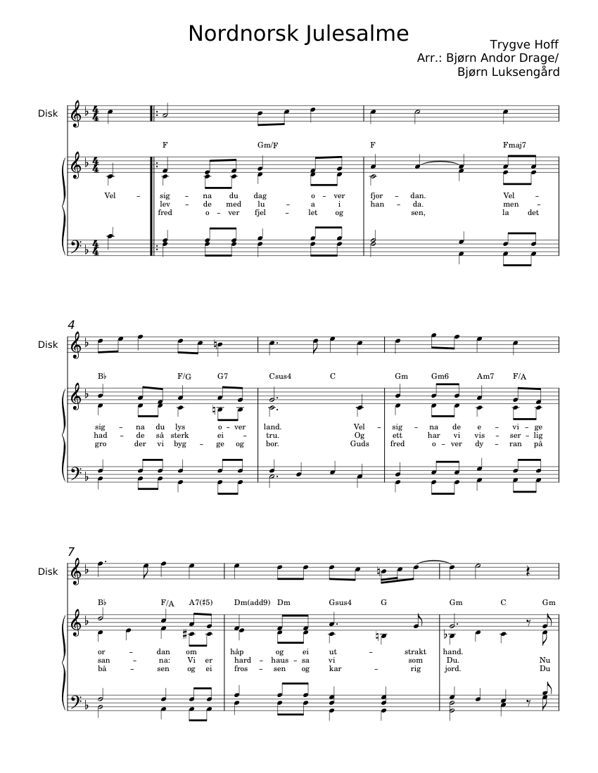 Nordnorsk julesalme - Trygve Hoff Sheet music for Piano (Mixed Trio ...