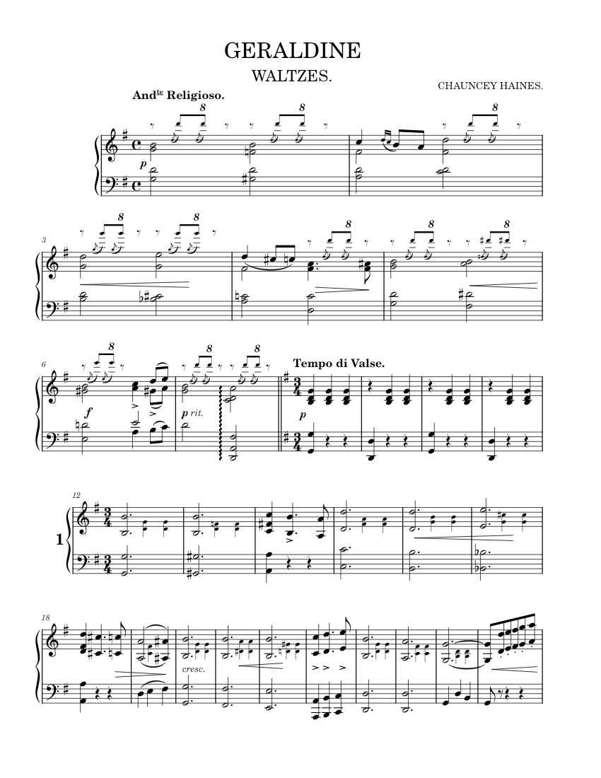 Geraldine (1906) Sheet Music for Piano (Solo) | MuseScore.com