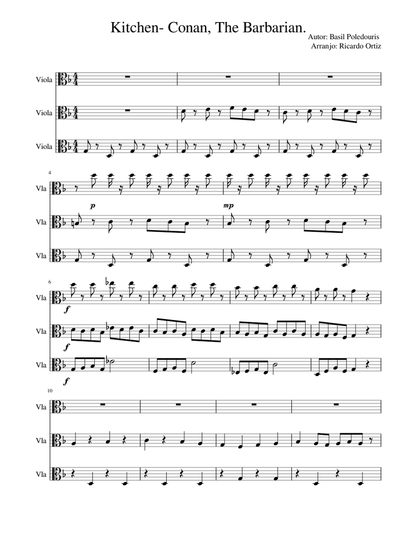 Kitchen- Conan 2 violas Sheet music for Viola (Mixed Trio) | Musescore.com