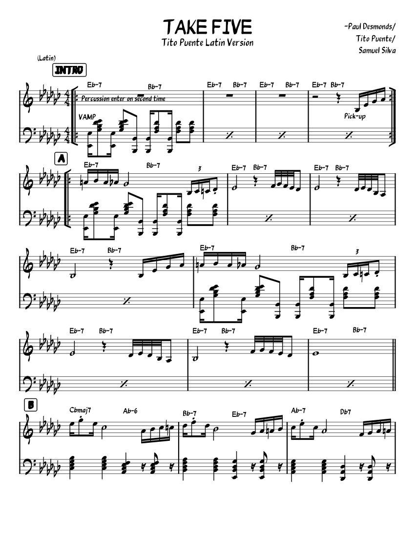 Take Five - Latin Sheet music for Piano (Solo) | Musescore.com
