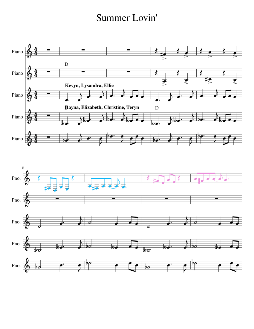 Summer Lovin' - piano tutorial