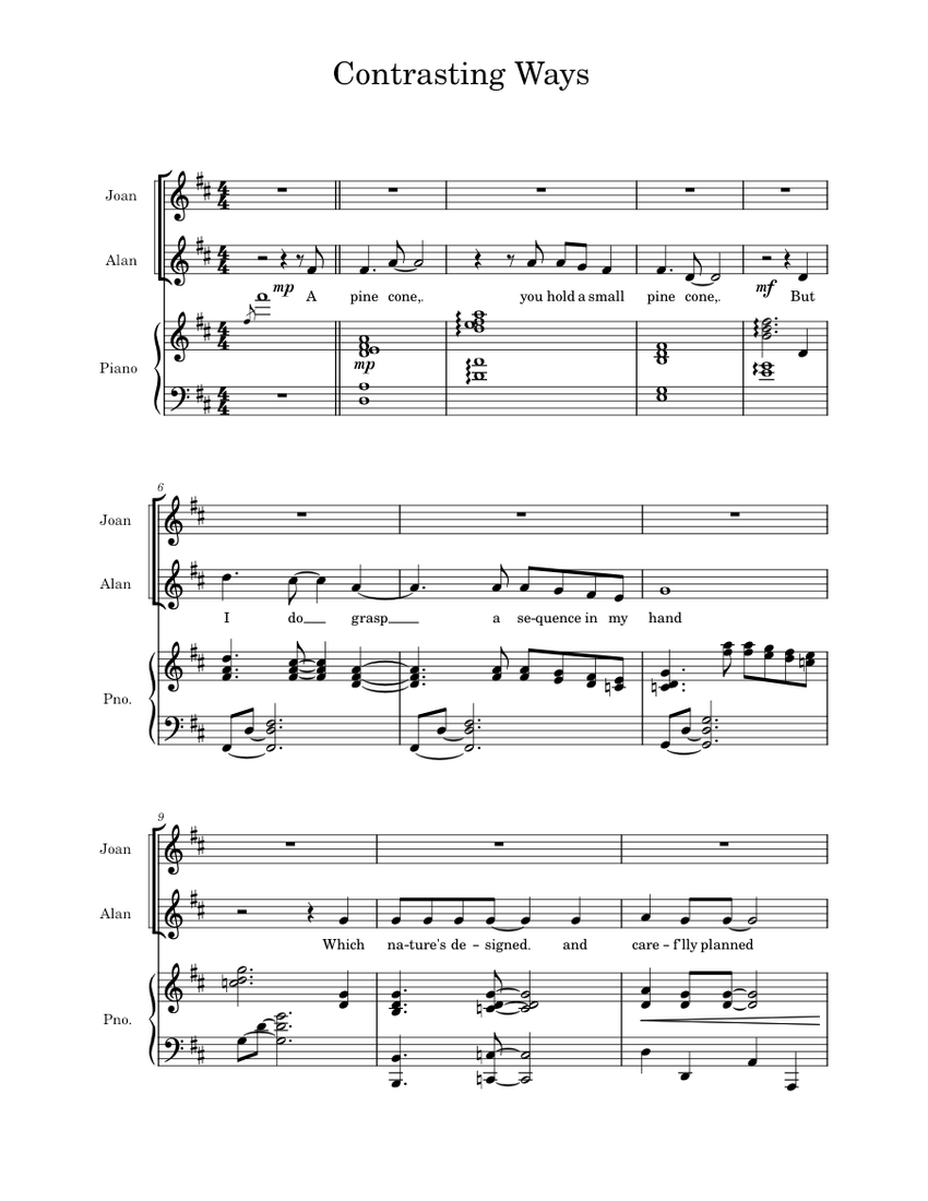 Contrasting Ways Sheet music for Piano, Vocals (Mixed Trio) | Musescore.com