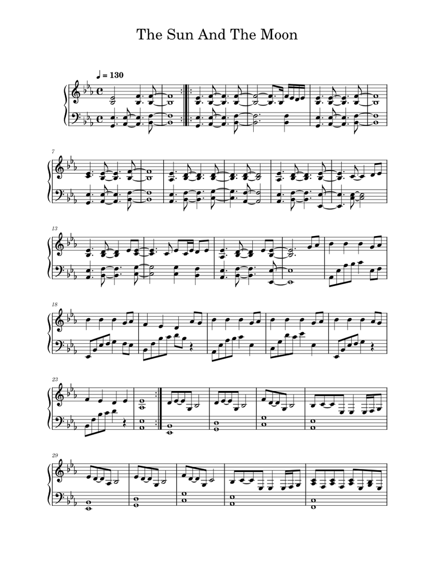 The Sun and the Moon - Mae Sheet music for Piano (Solo) Easy ...