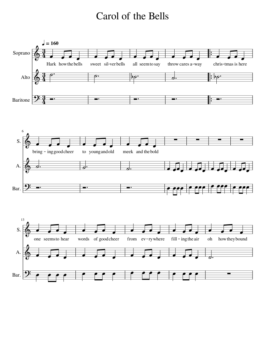 Carol of the Bells – Mykola Leontovych carol of the bells Sheet music ...