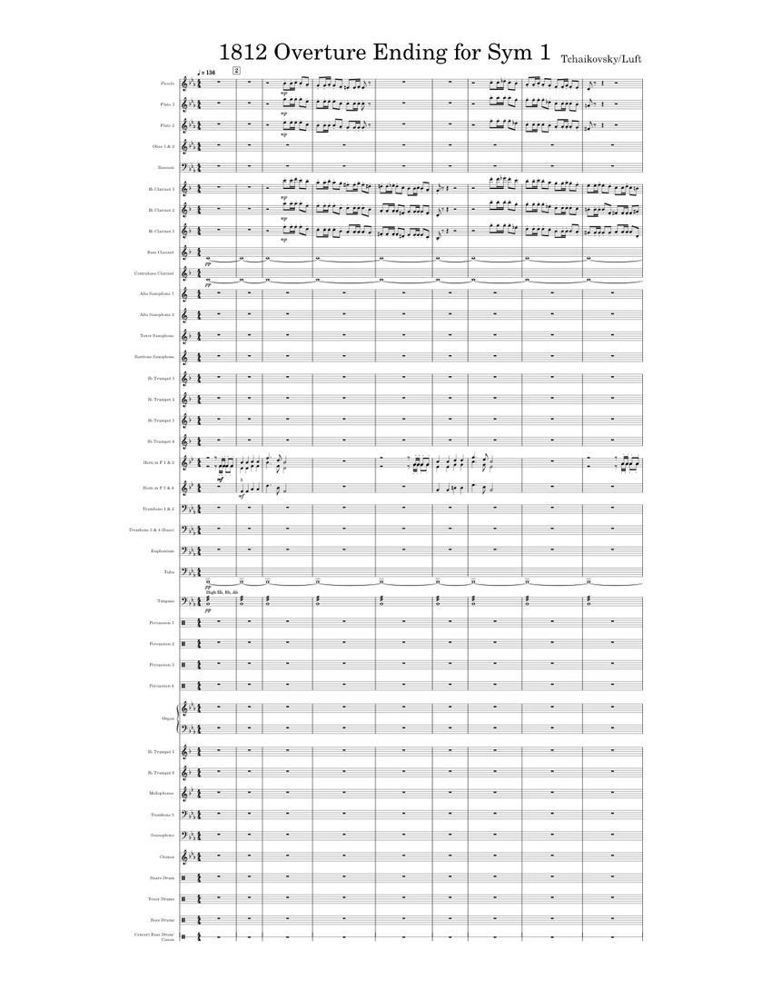 1812 Overture, Op.49 – Pyotr Ilyich Tchaikovsky Sheet music for ...