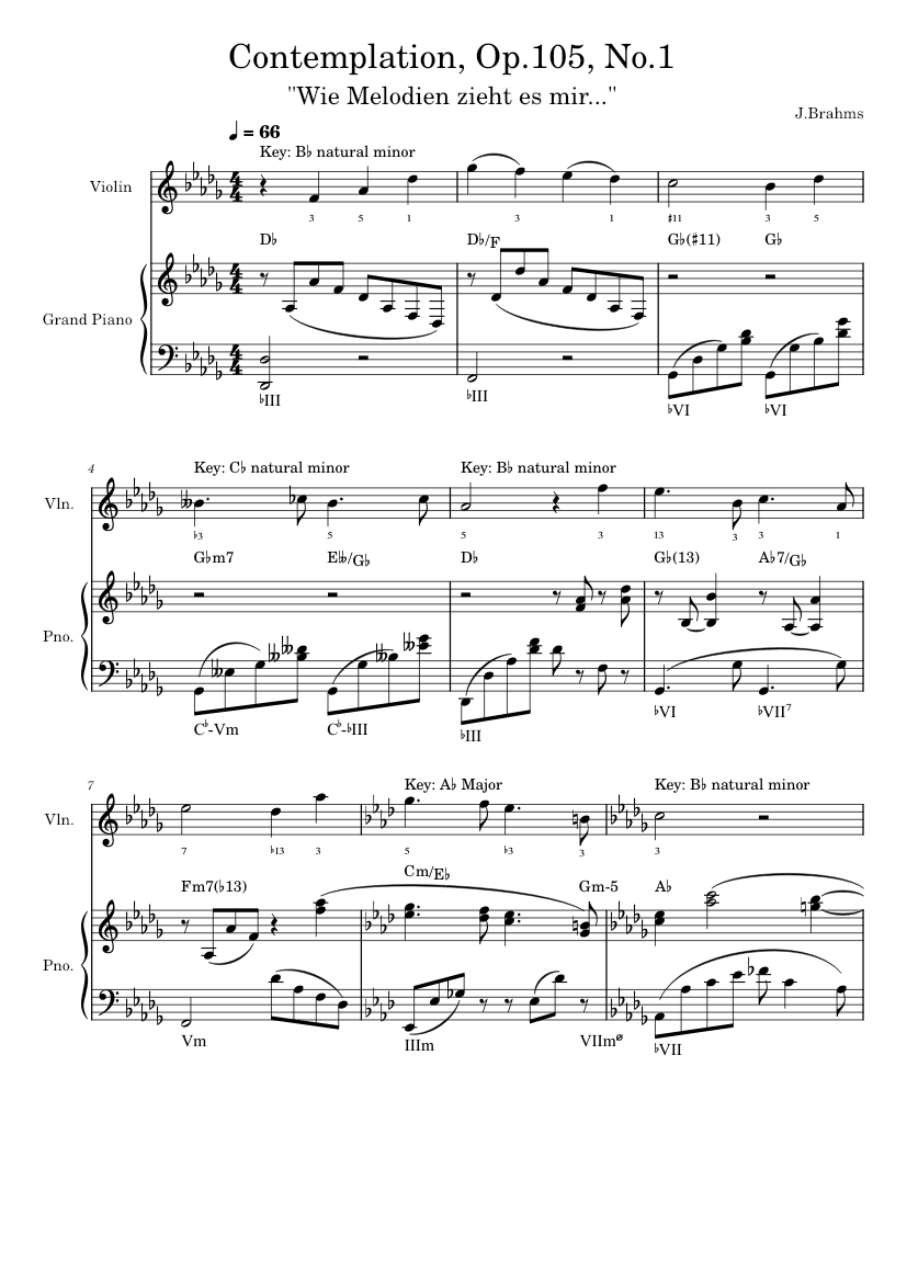 Contemplation, Op.105 - Johannes Brahms Sheet Music with Chords for ...