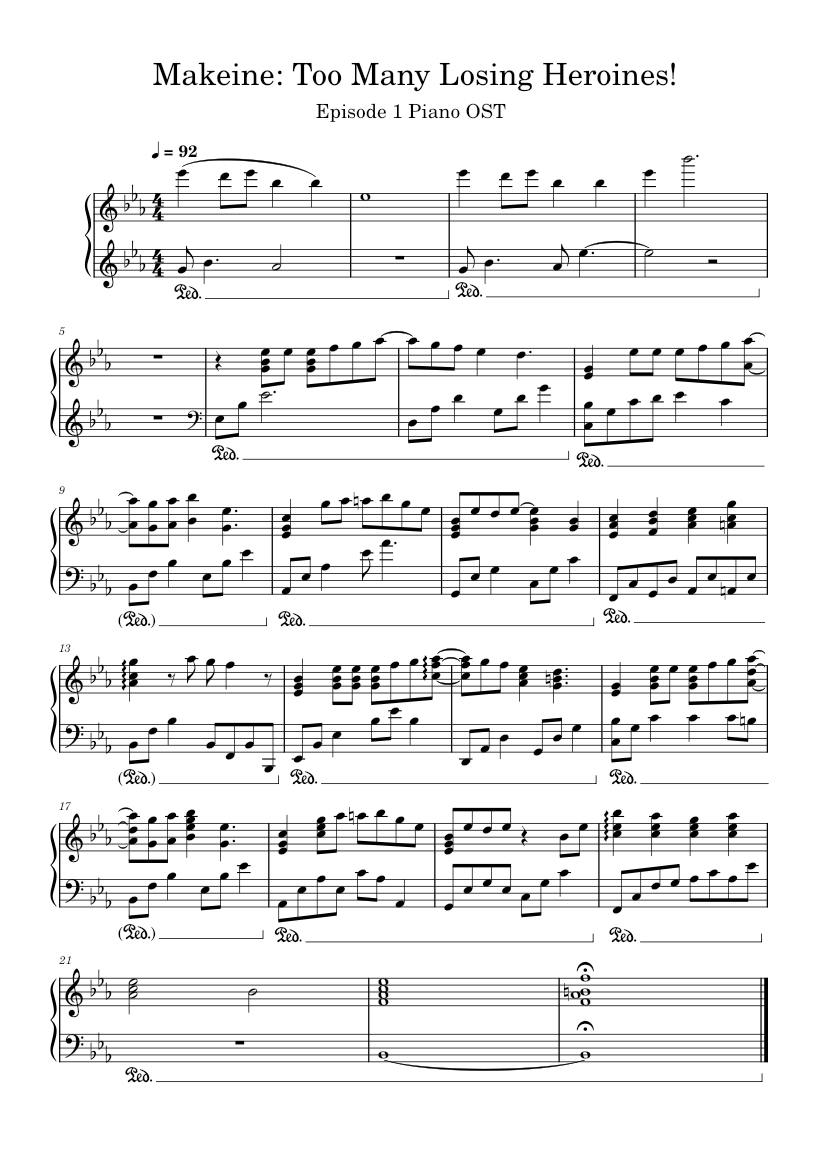Makeine: Too Many Losing Heroines! Episode 1 Piano OST Sheet Music for ...