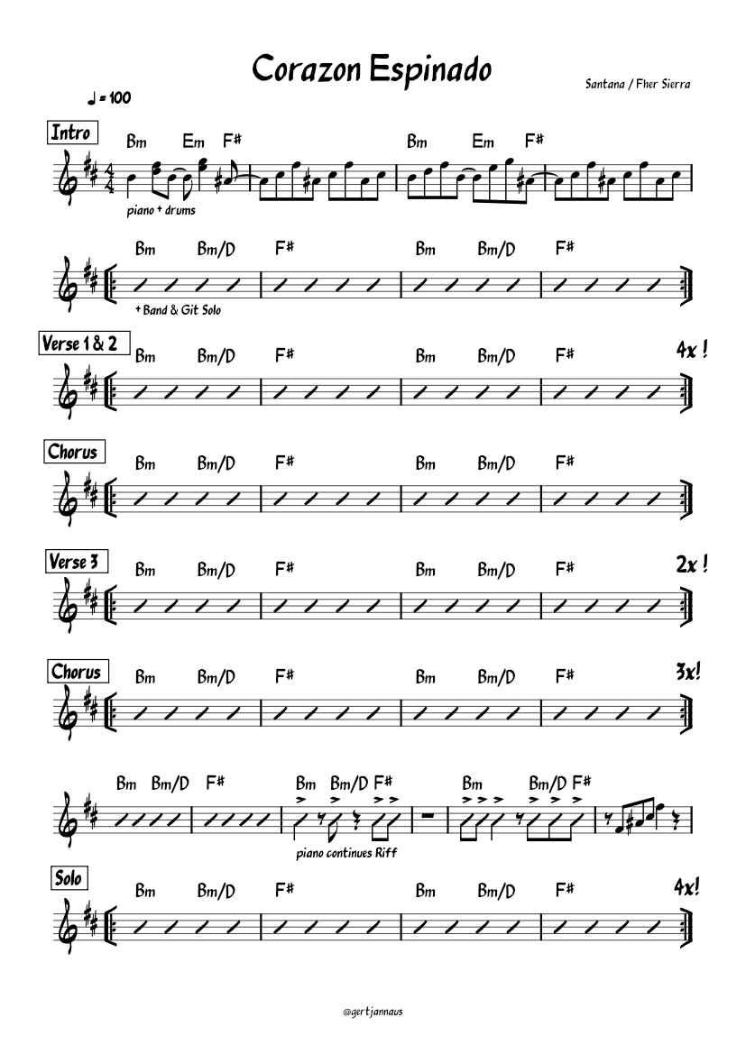 Corazon espinado – Santana Sheet Music with Chords for Piano (Solo ...