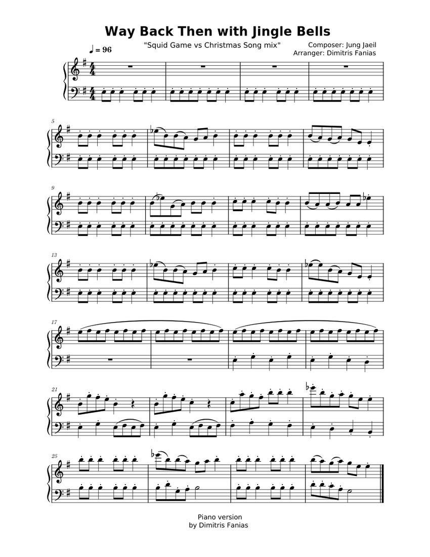 Squid Game| Way Back Then| Jung Jaeil Sheet music for Piano (Solo ...