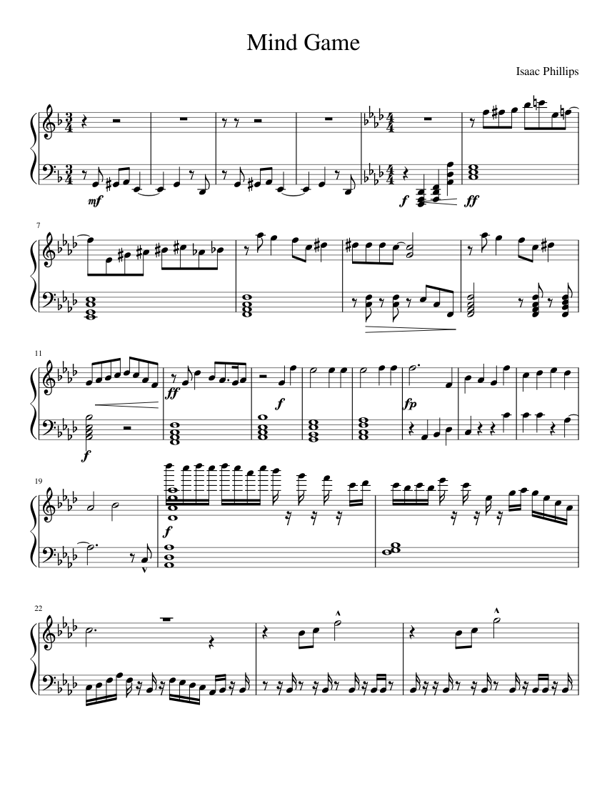 Mind Game Sheet music for Piano (Solo) | Musescore.com