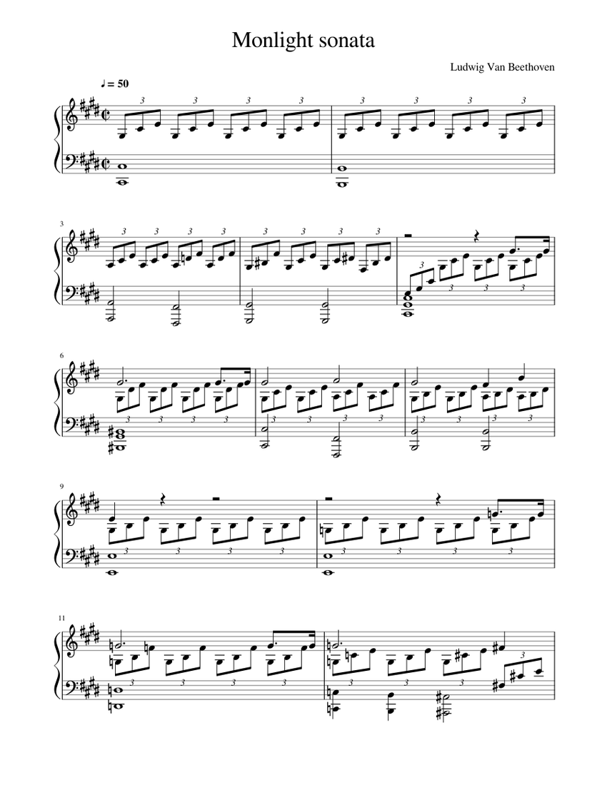 Moonlight sonata Sheet music for Piano (Solo) | Musescore.com