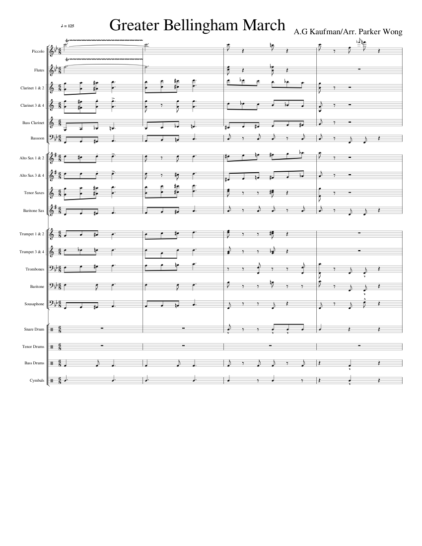 Greater Bellingham March Sheet music for Trombone, Tuba, Flute piccolo ...