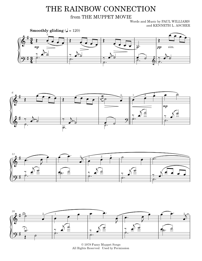 The Rainbow Connection Sheet music for Piano by Paul Williams ...