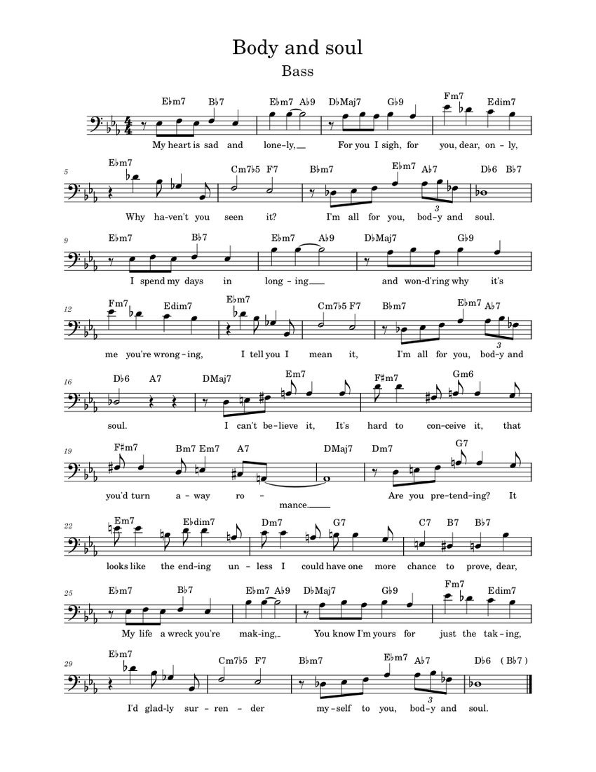Body and Soul Sheet music for Piano (Solo) Easy | Musescore.com