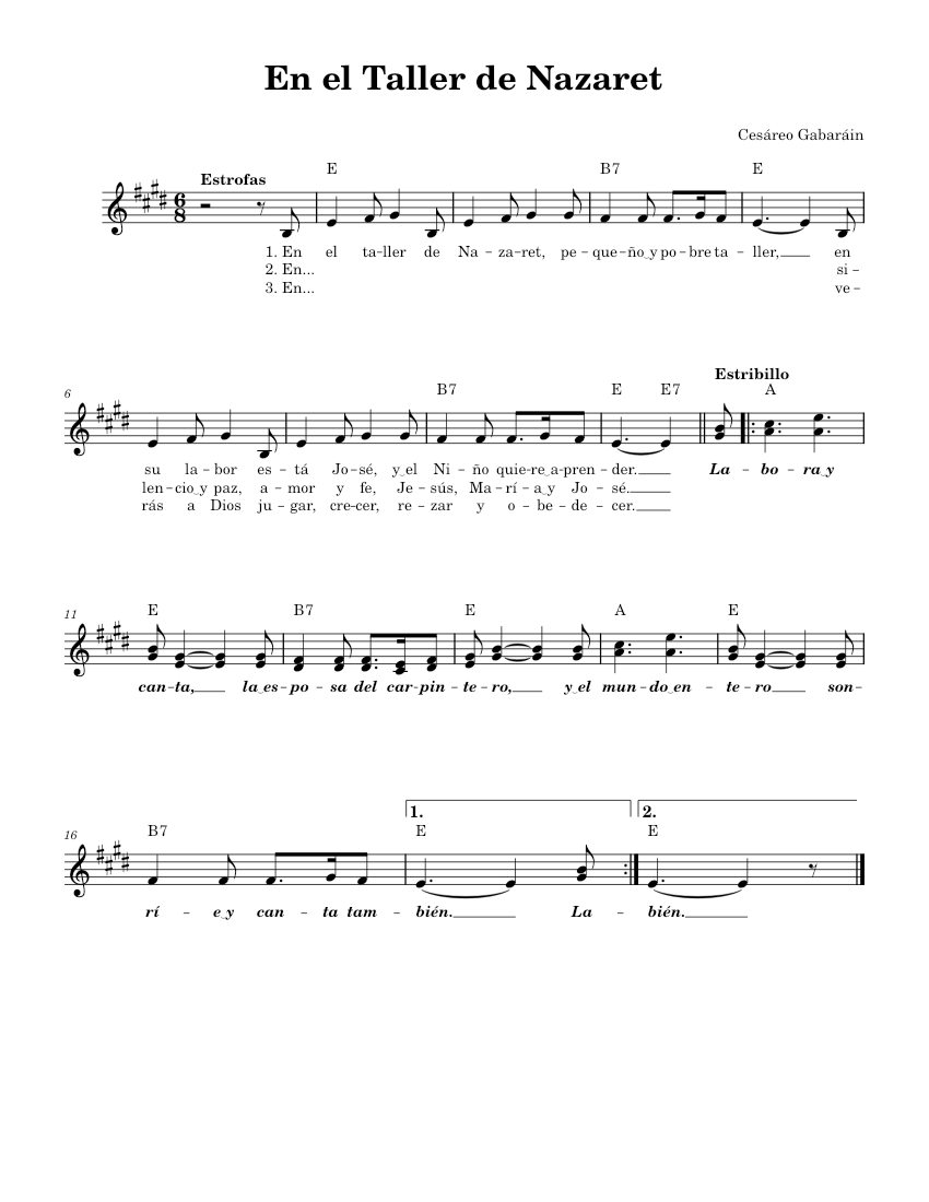 En el Taller de Nazaret Cesareo Gabarain Sheet Music for Piano (Piano ...
