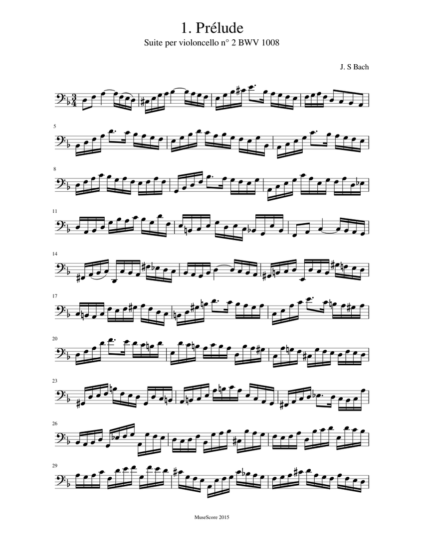 blank bach Sheet music for Cello (Solo) | Musescore.com