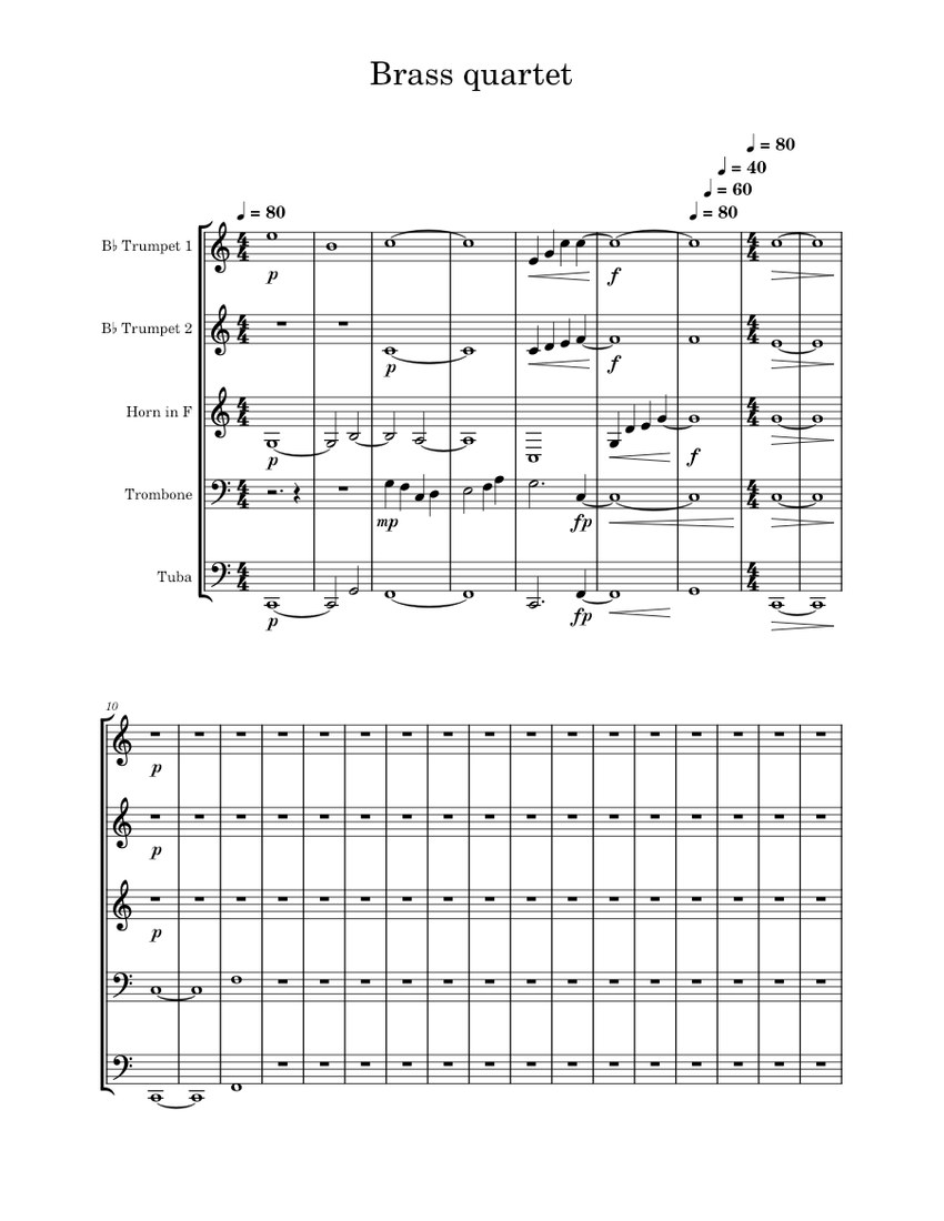 Brass_quartet Sheet music for Trombone, Tuba, Trumpet in b-flat, French ...