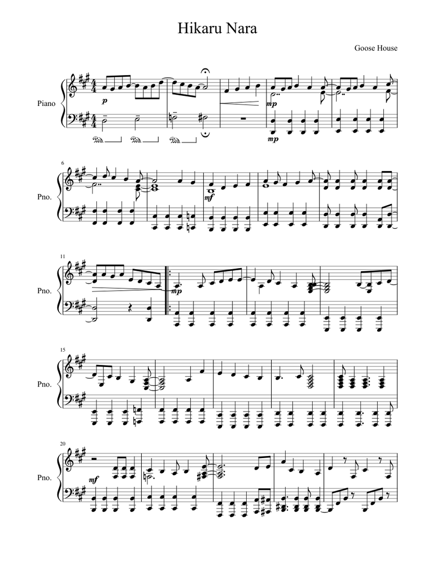 Hikaru Nara Sheet music for Piano (Solo) | Musescore.com
