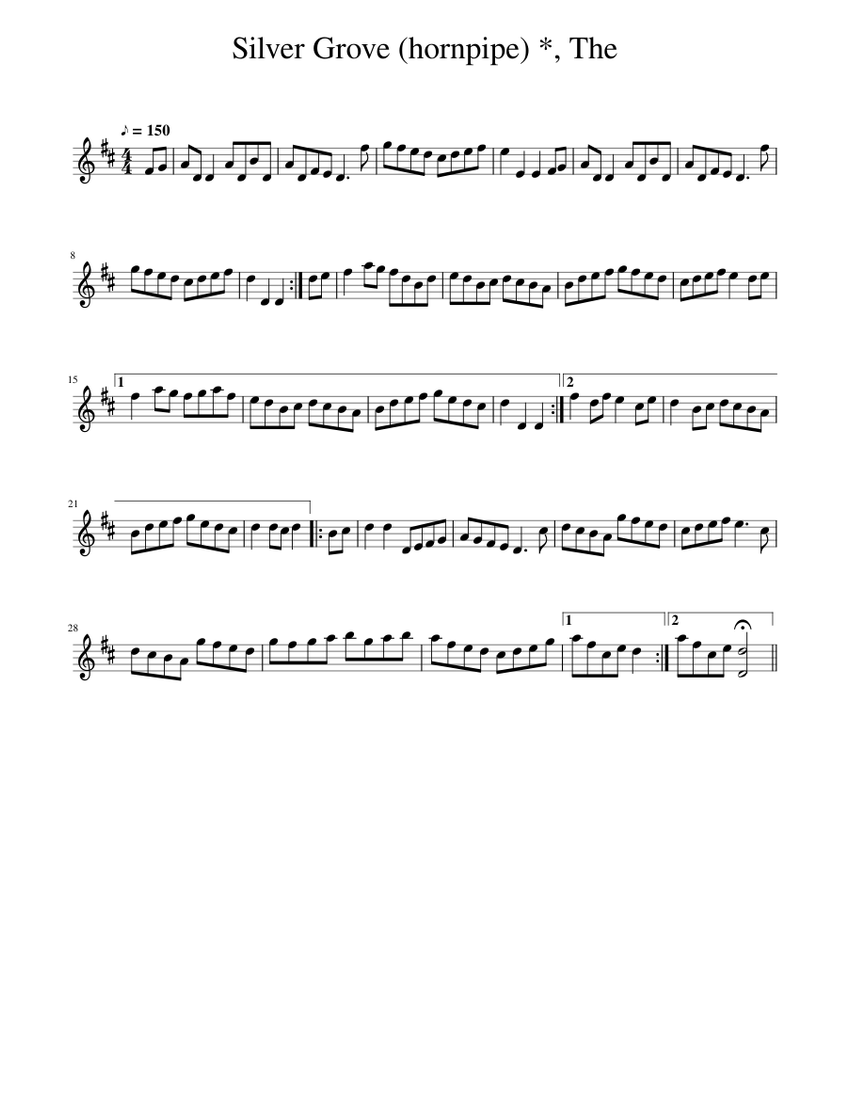 The Silver Grove (hornpipe) * Sheet music for Piano (Solo) Easy ...
