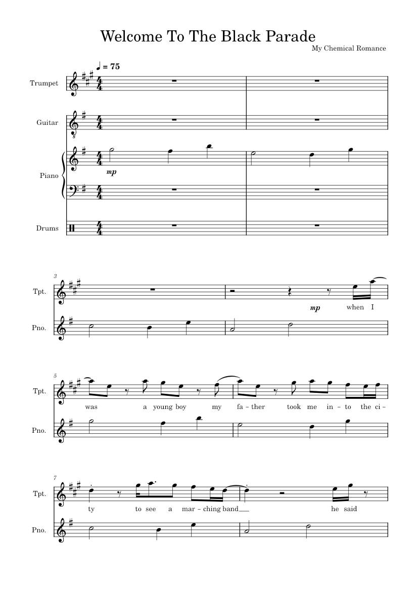Welcome to the black parade – My Chemical Romance Sheet music for Piano ...