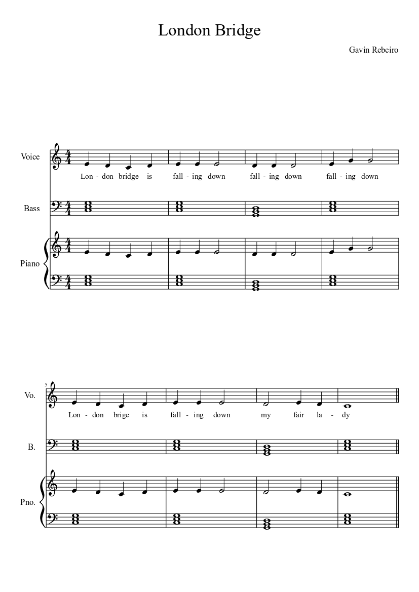 London Bridge Sheet music for Piano, Bass guitar, Voice (other) (Mixed ...