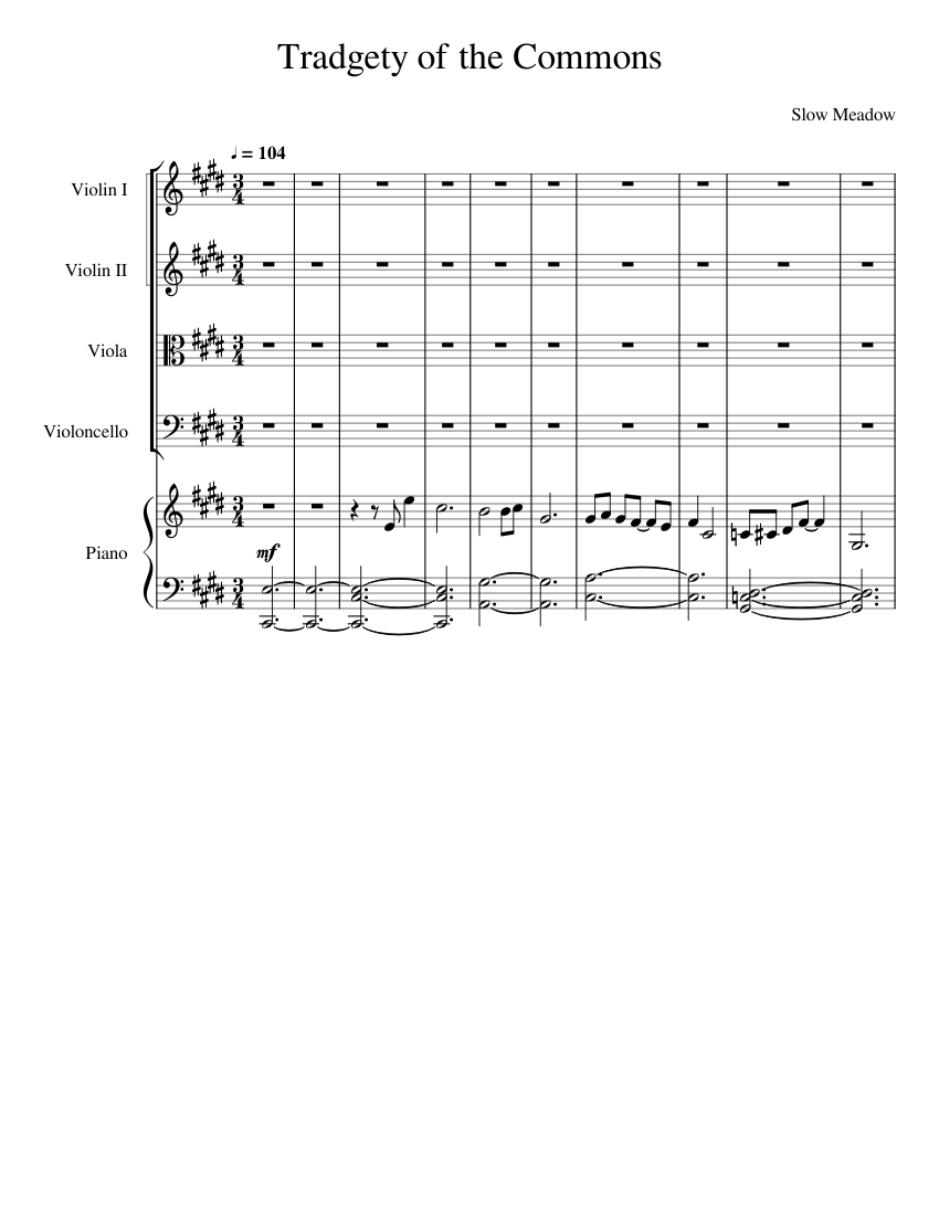 Tradgety_of_the_Commons Sheet music for Piano, Violin, Viola, Cello ...
