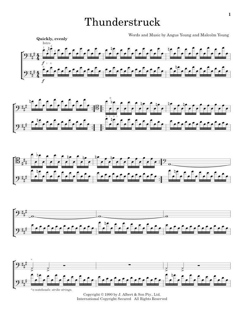 Play Official version of Thunderstruck (Intro) Sheet Music by 2Cellos ...