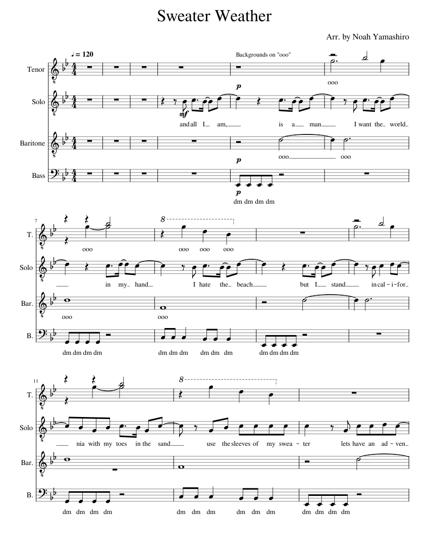 Sweater_Weather Sheet music for Tenor, Bass voice (Choral) | Musescore.com