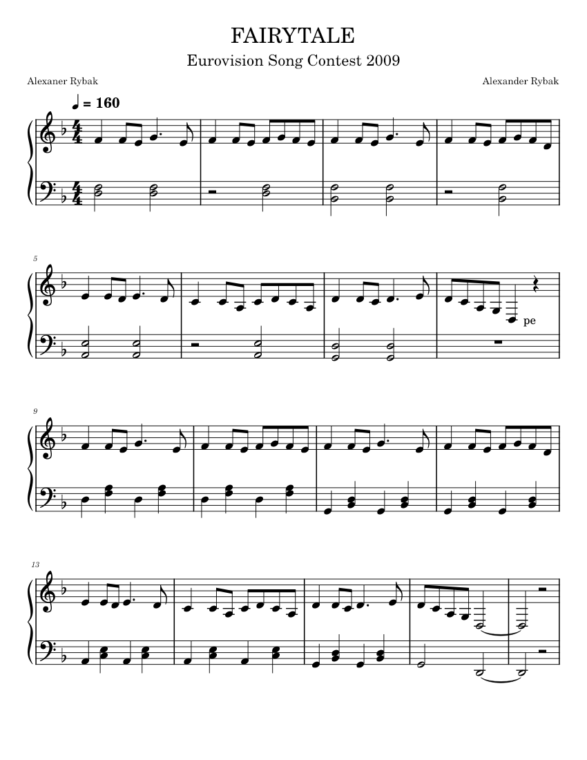 Alexander Rybak - Fairytale Sheet music for Piano (Solo) | Musescore.com