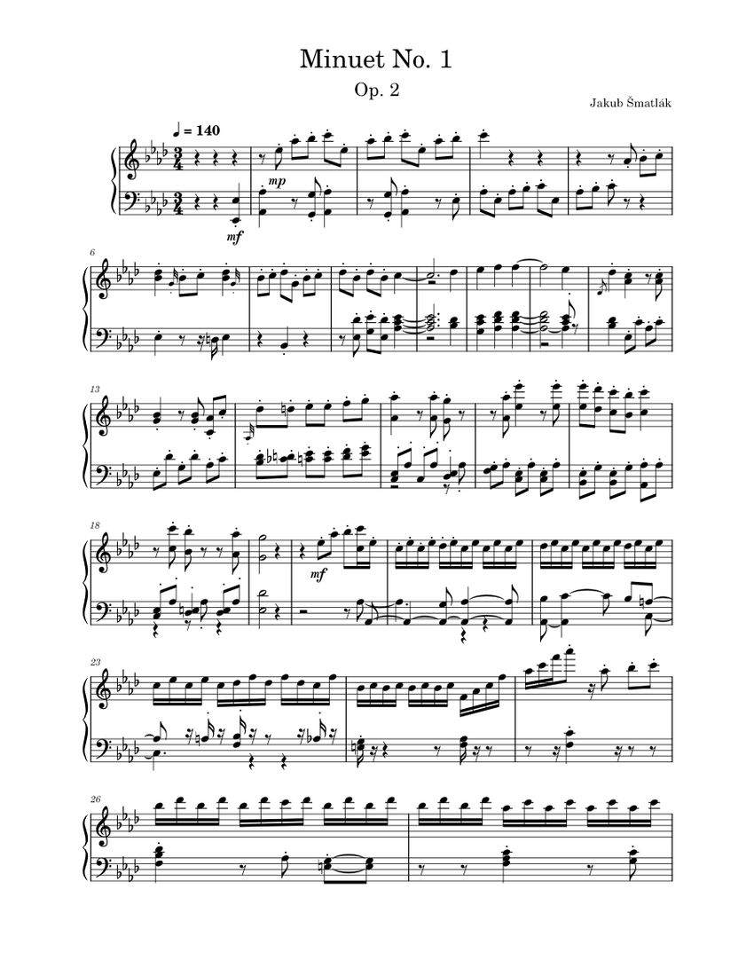 Minuet No. 1 Op. 2 Sheet music for Piano (Solo) | Musescore.com