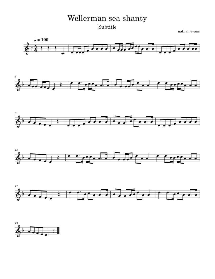wellerman sea shanty Sheet Music for Flute (Solo) | MuseScore.com