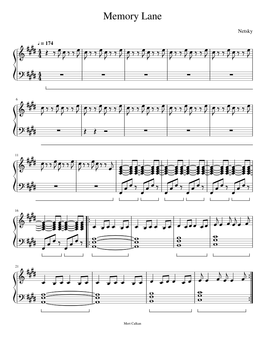 Memory_Lane Sheet music for Piano (Mixed Duet) | Musescore.com