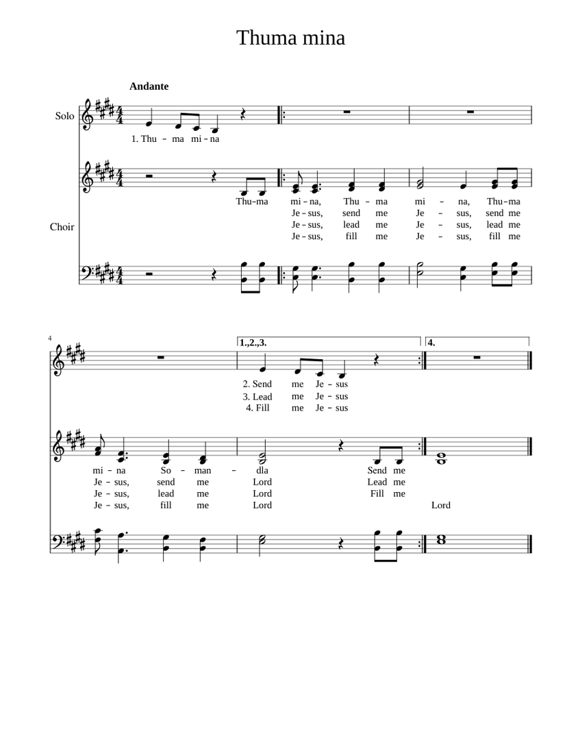 Thuma mina Sheet music for Piano (SATB) | Musescore.com