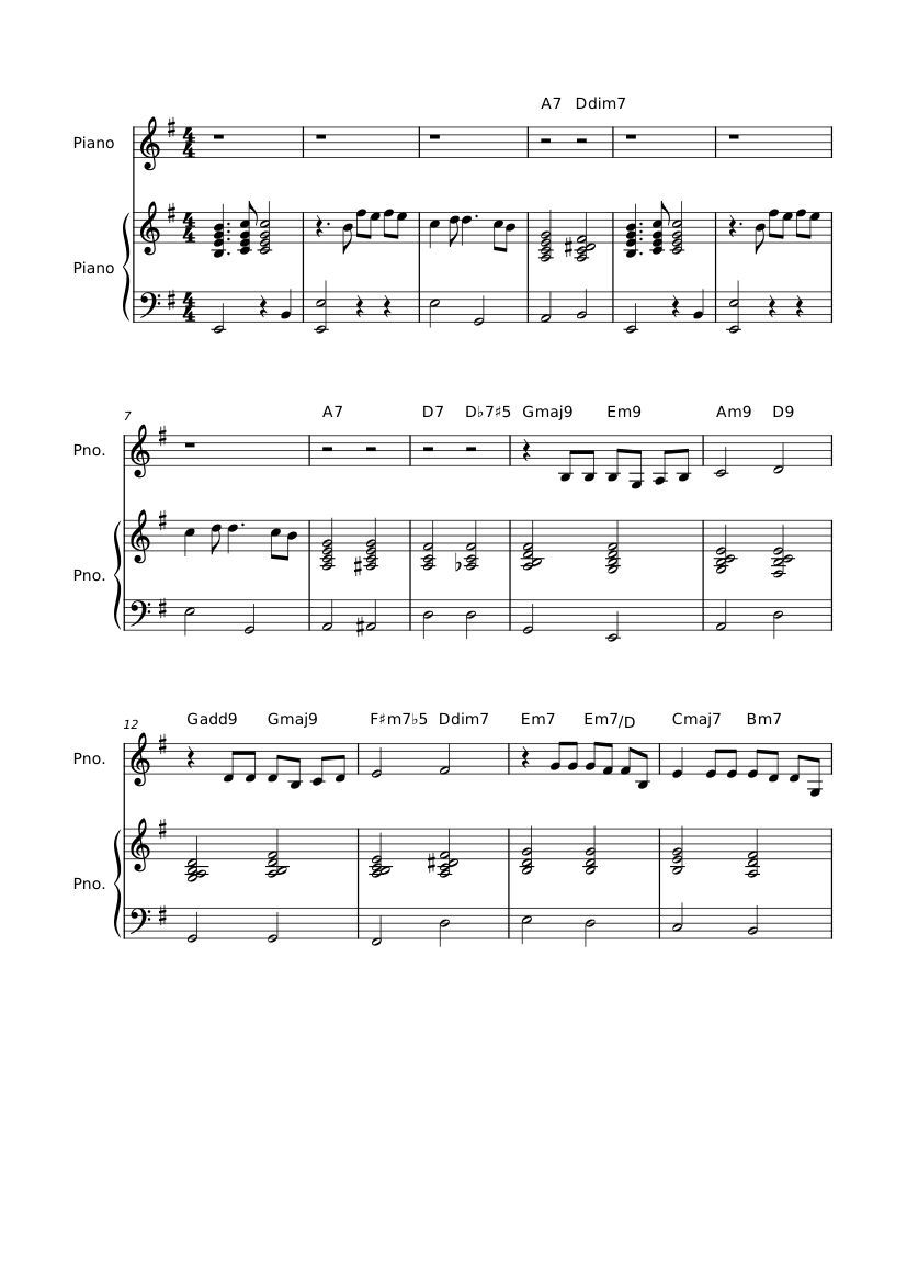 Nada Sheet music for Piano (Piano Duo) | Musescore.com